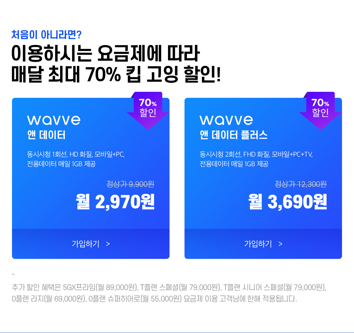 SKT × wavve 100원 프로모션 | T다이렉트샵